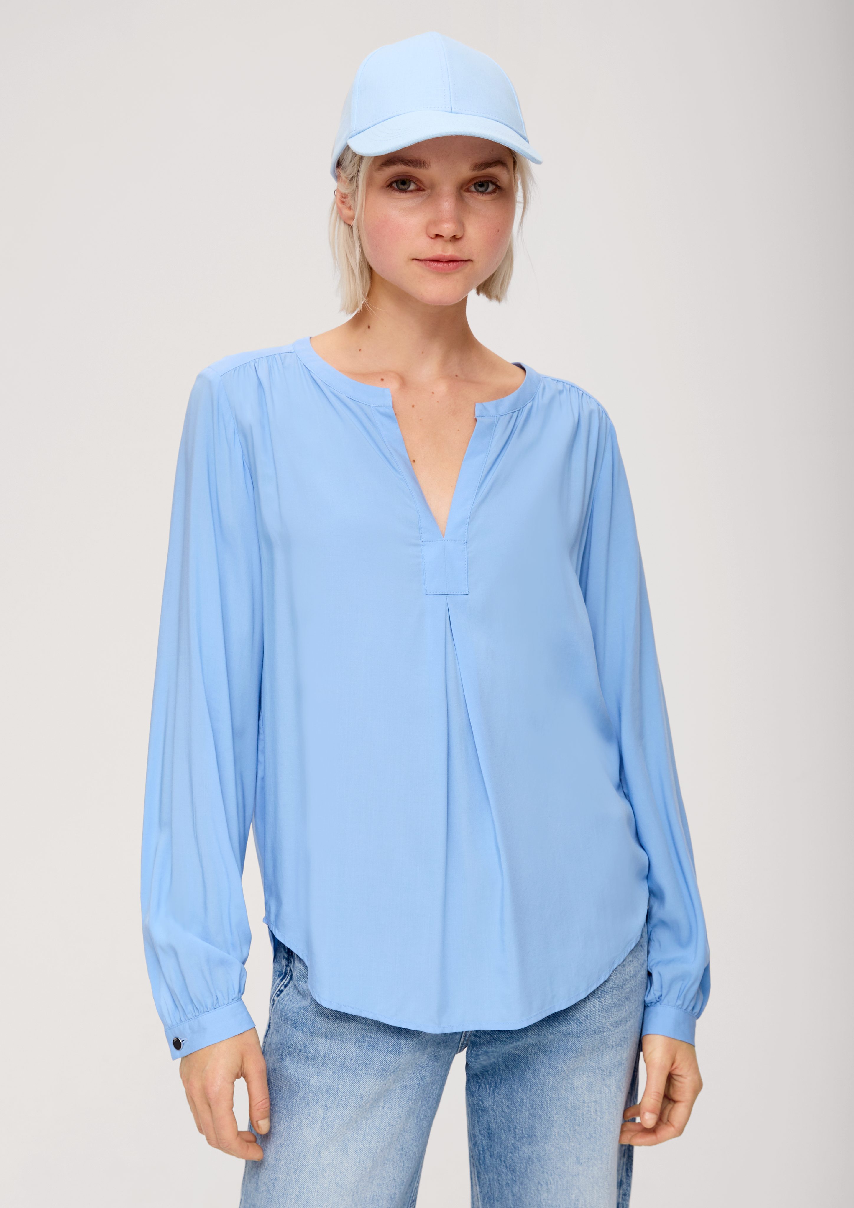 Qs Langarmbluse Bluse Mit Tunikaausschnitt Raffung