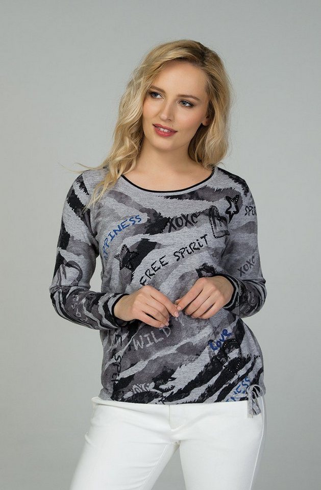 Passioni Strickpullover Pullover Mit Mustermix Und Statement Print In