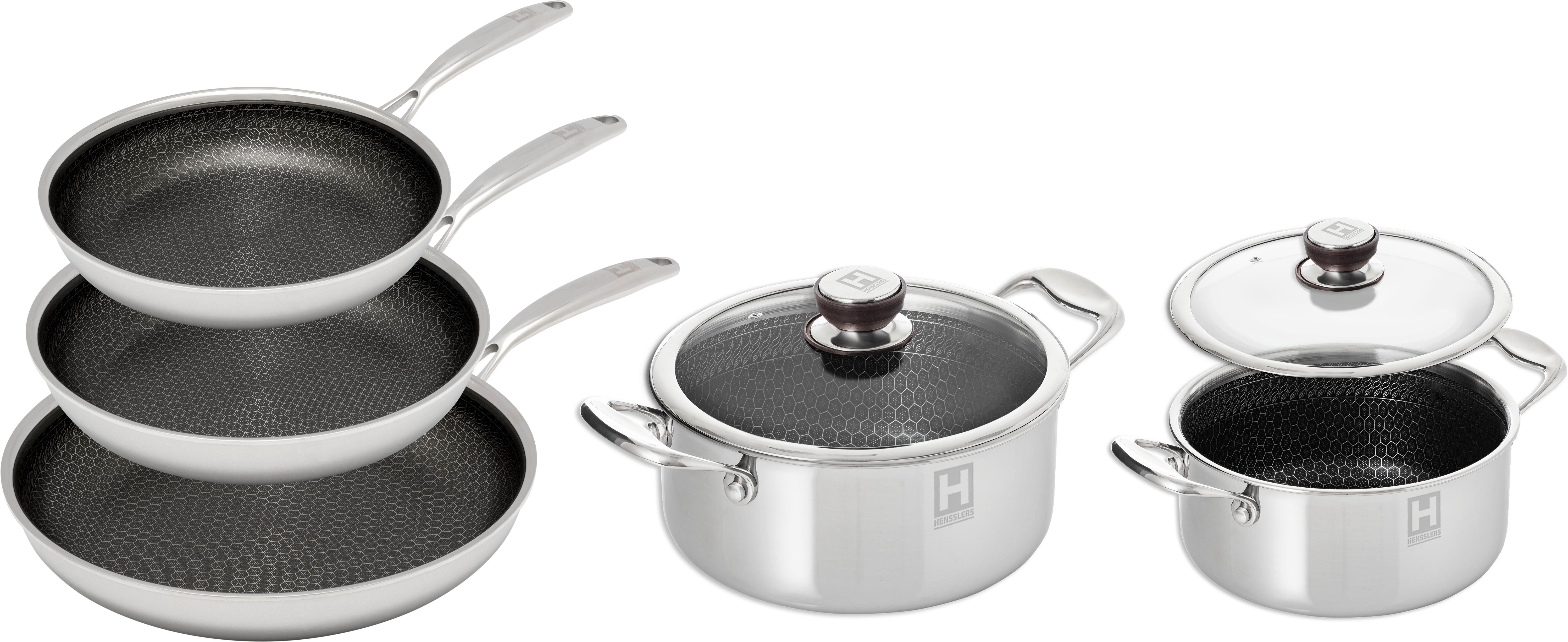 Hensslers Pfannen Set Edelstahl Set 7 Tlg Je 1 Pfanne Ø 202428
