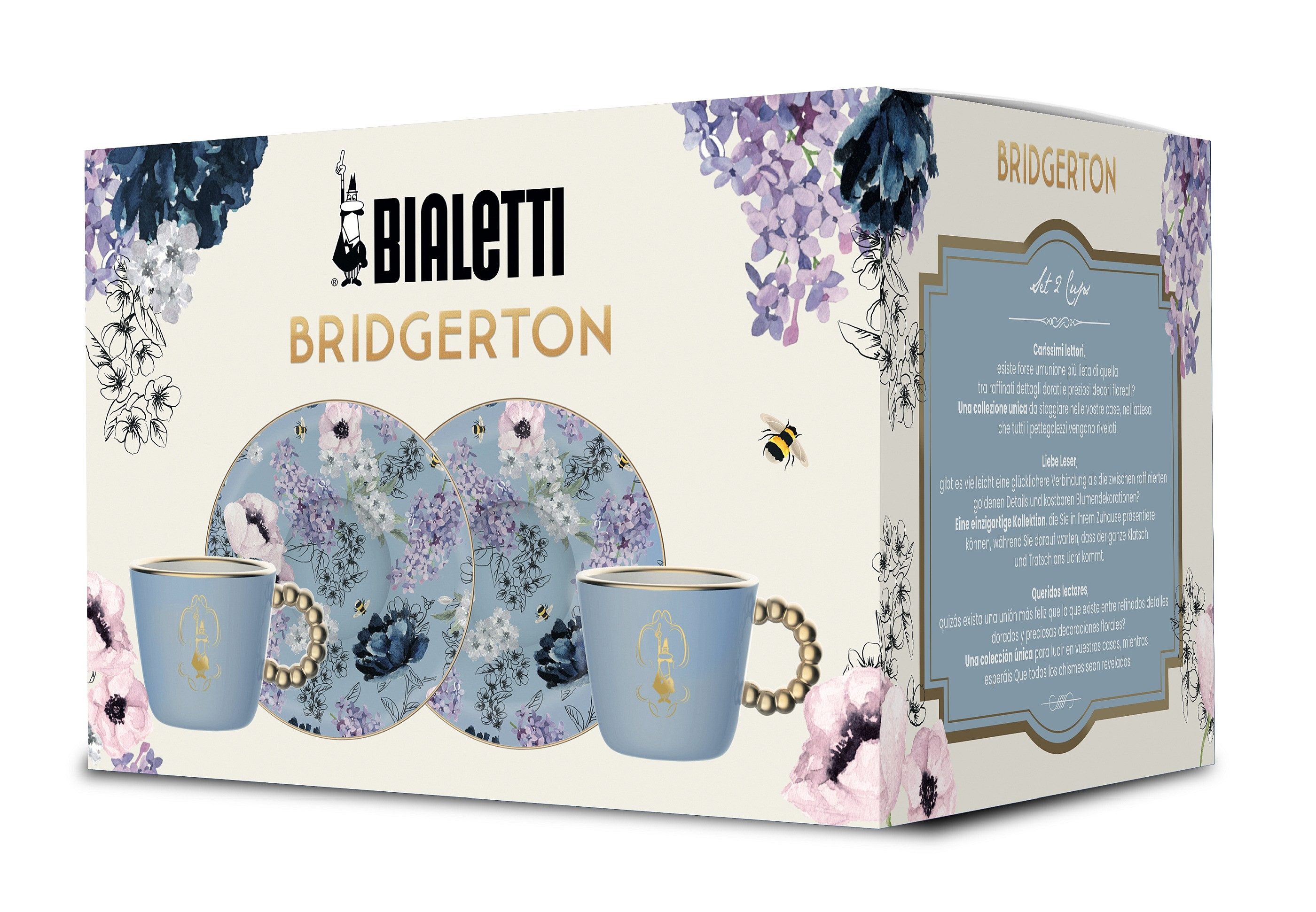 BIALETTI Tasse BIALETTI Espressotassen Untertassen Set 4-tlg Porzellan ...