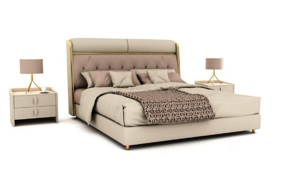Jvmoebel Bett Stilvolles Beiges Schlafzimmer Bett Doppelbett Moderner