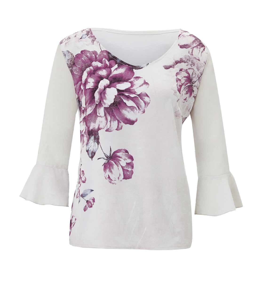 Creation L Druckbluse Création L Damen Druckkbluse Ecru Lila