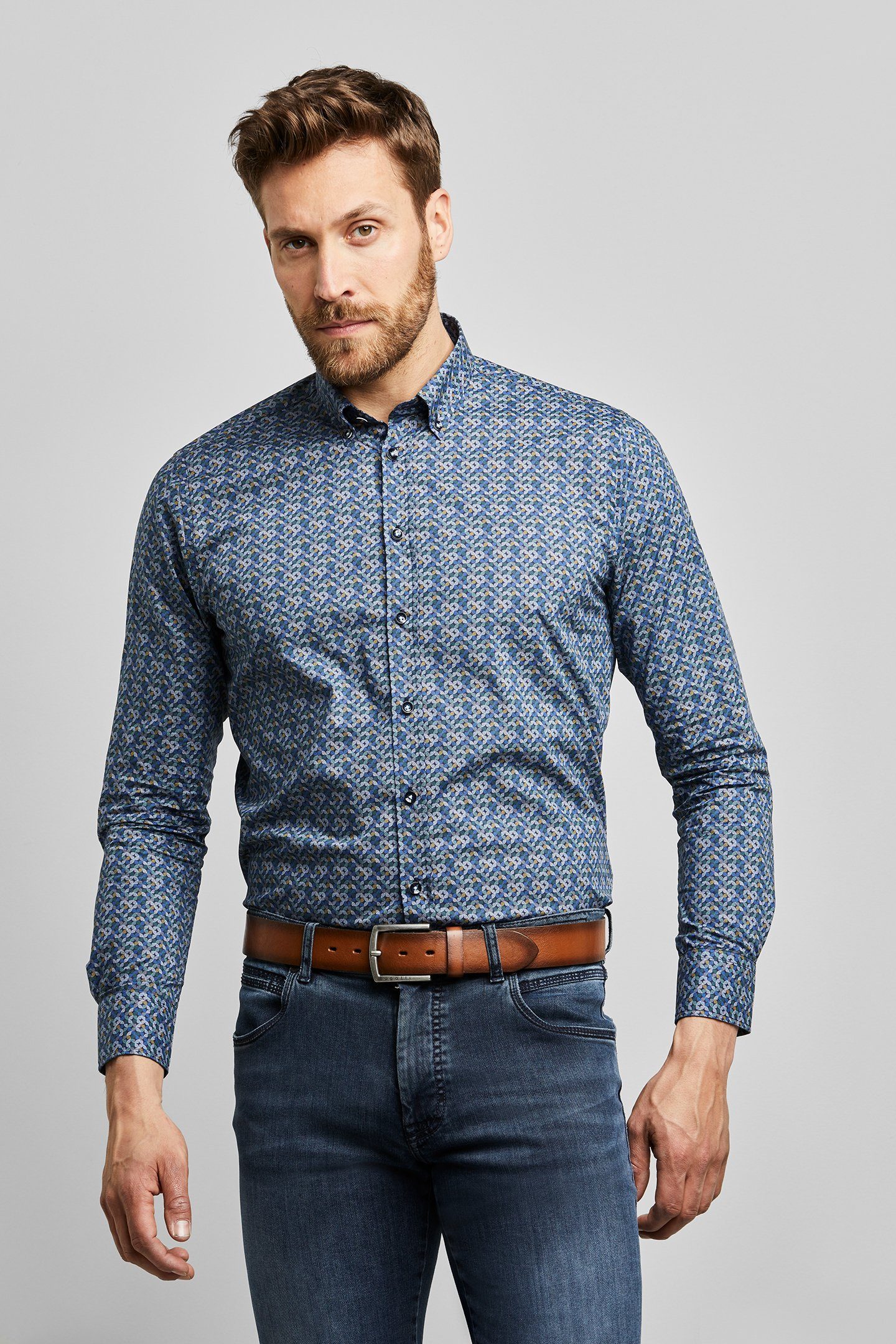 Bugatti Langarmhemd In Passform Modern Fit
