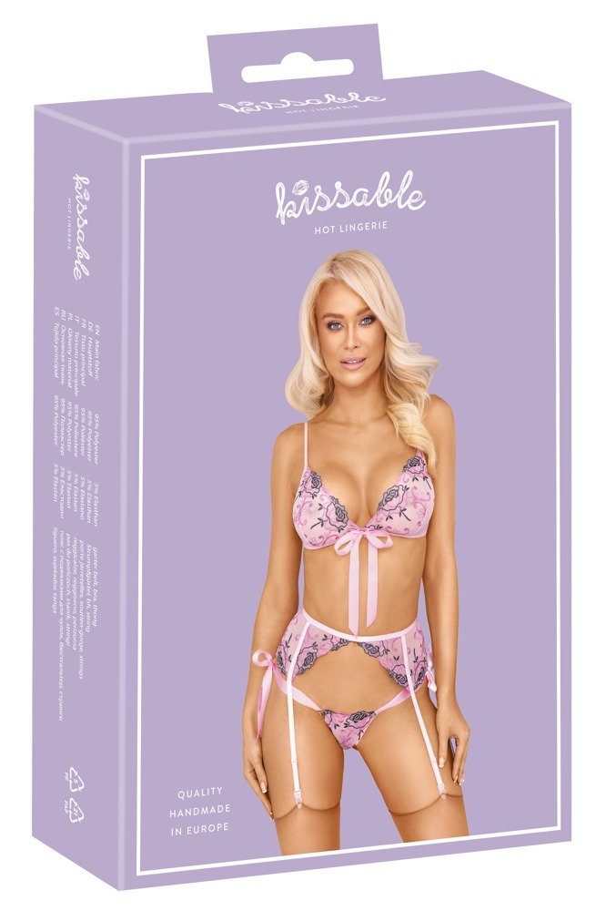 Kissable Set Bügelloser Bh Dessous Set Bh String Und Strumpfhalter