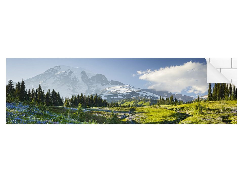 Bilderdepot24 Küchenrückwand Grün Dekor Bäume Wald Landhaus Natur