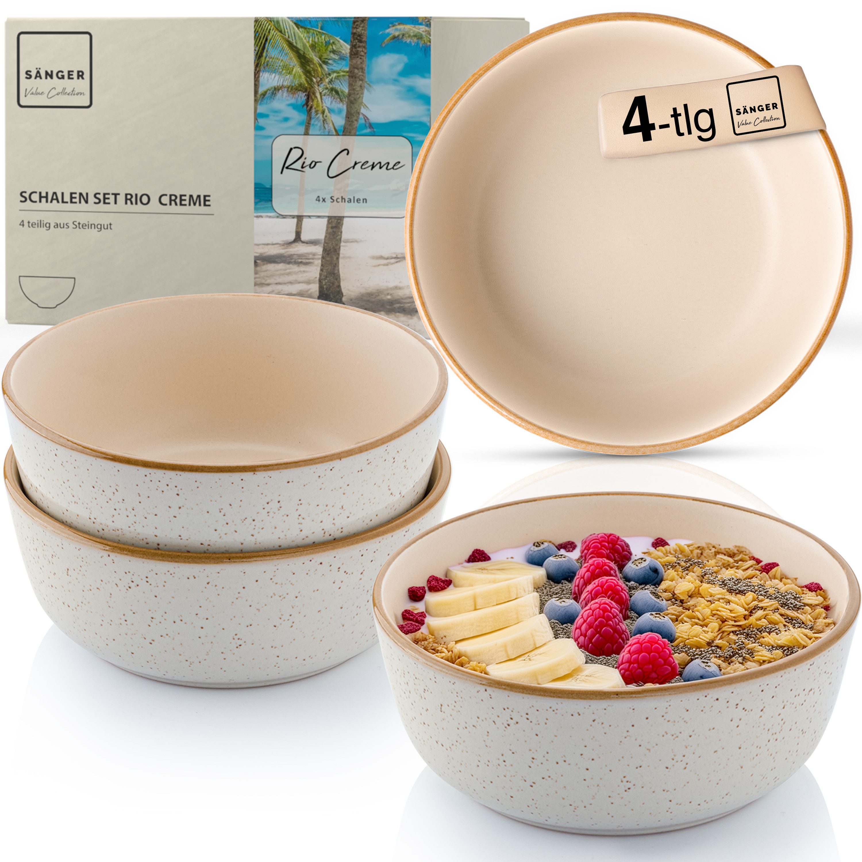 SÄnger Müslischale Rio Creme Steingut Set 4 Tlg Servierschale