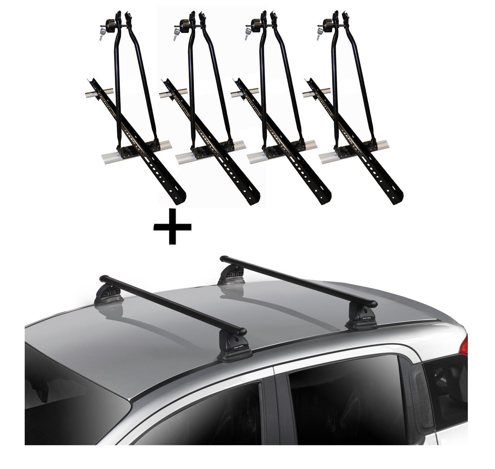 VDP Dachträger, 4x VDP Fahrradträger Dachfahrradträger + Dachträger VDP EVO Stahl kompatibel mit ...