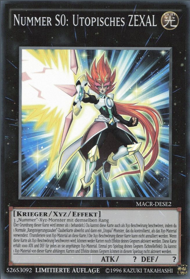 Recollectibles Sammelkarte Yugioh Karte Nummer S0 Utopisches Zexal