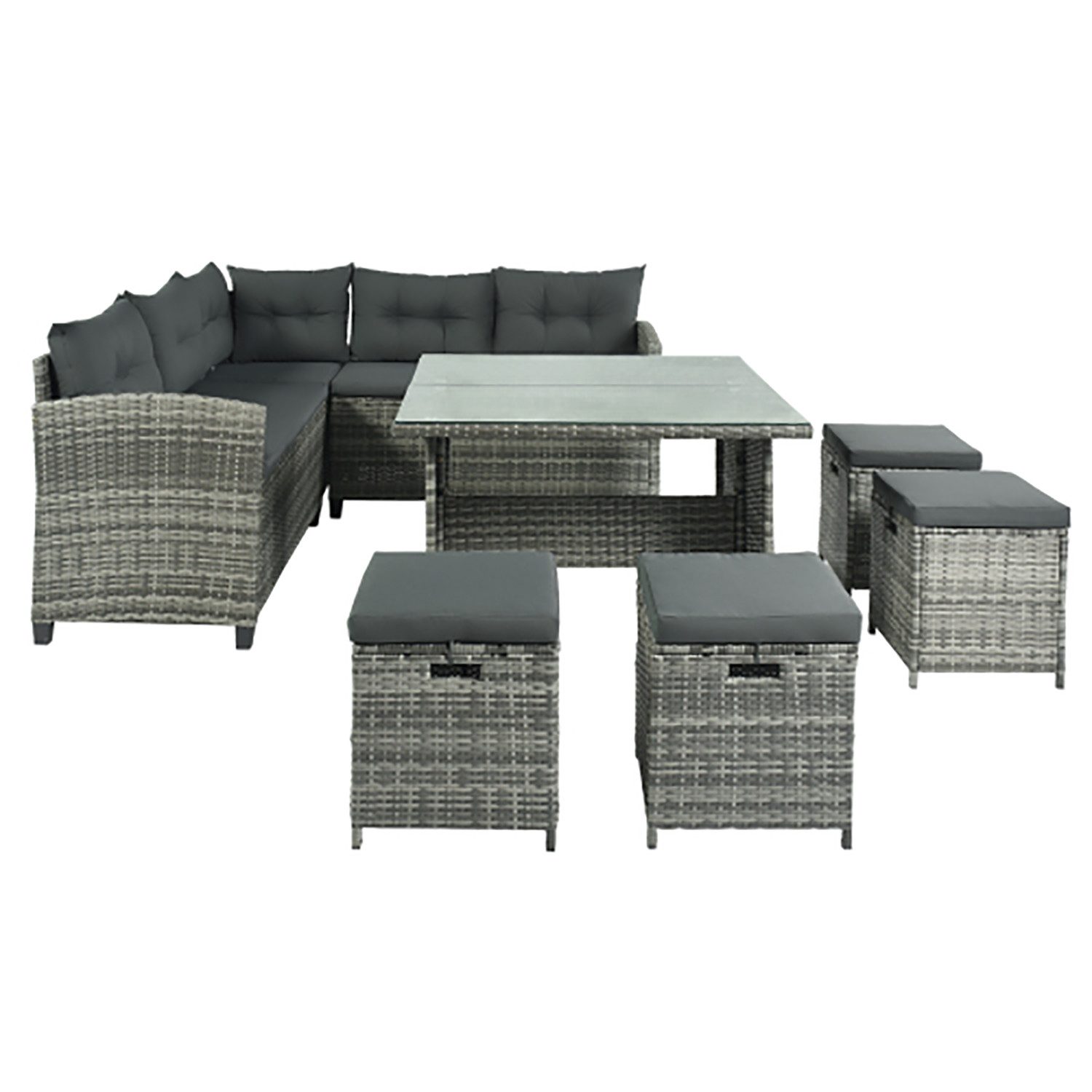 Sweiko Gartenlounge Set Rotterdam 1 Esstisch2 Sofas 4 Hocker