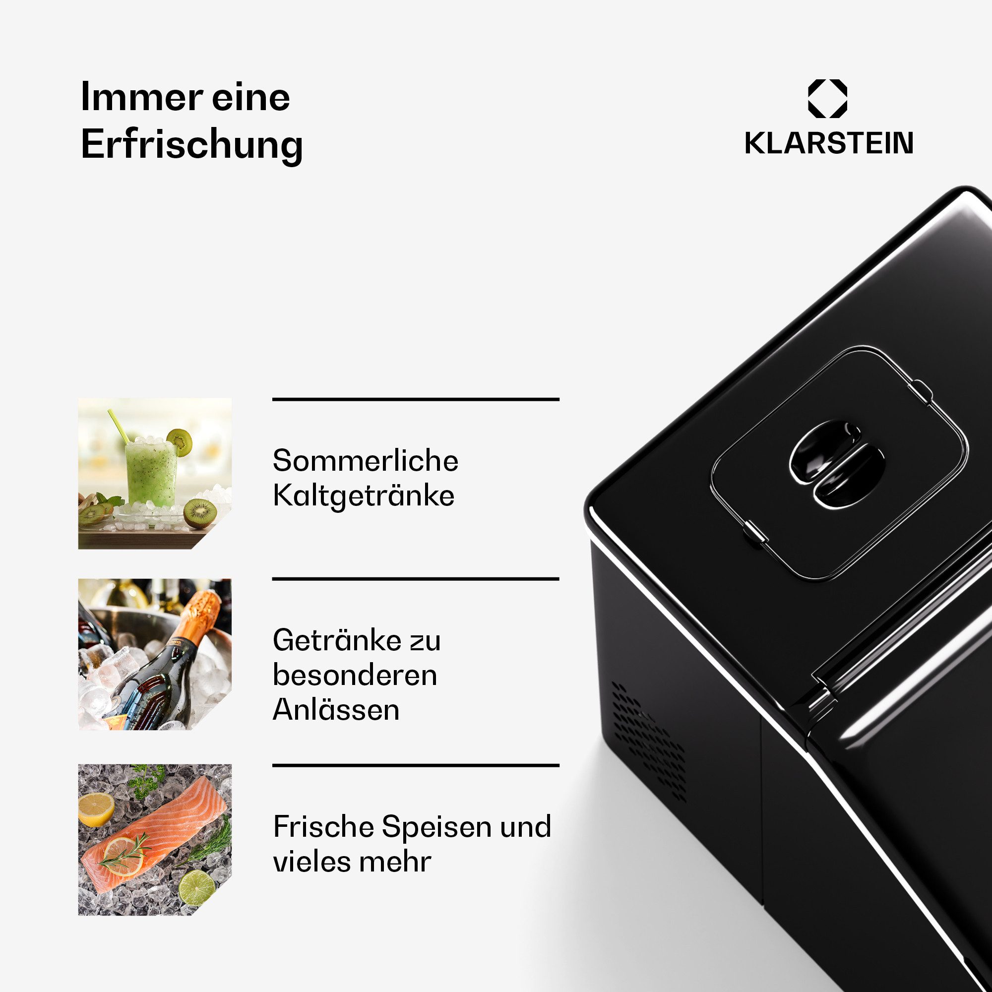 Klarstein Eiswürfelmaschine Clearcube, Eiswürfelbereiter Elektrisch Ice ...