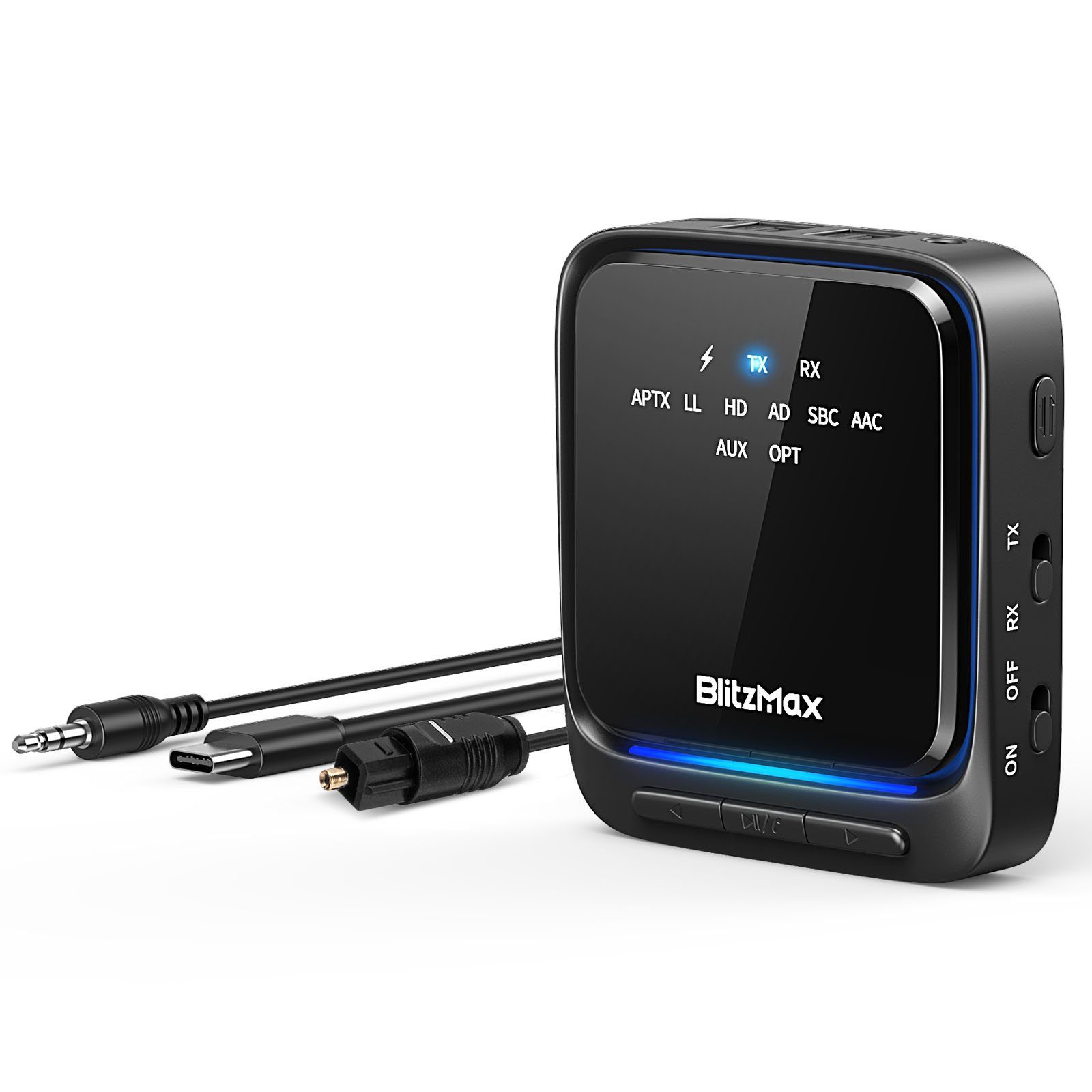 BlitzMax Audio-Adapter, aptX HD/LL Transmitter Empfänger bluetooth 5,2 ...