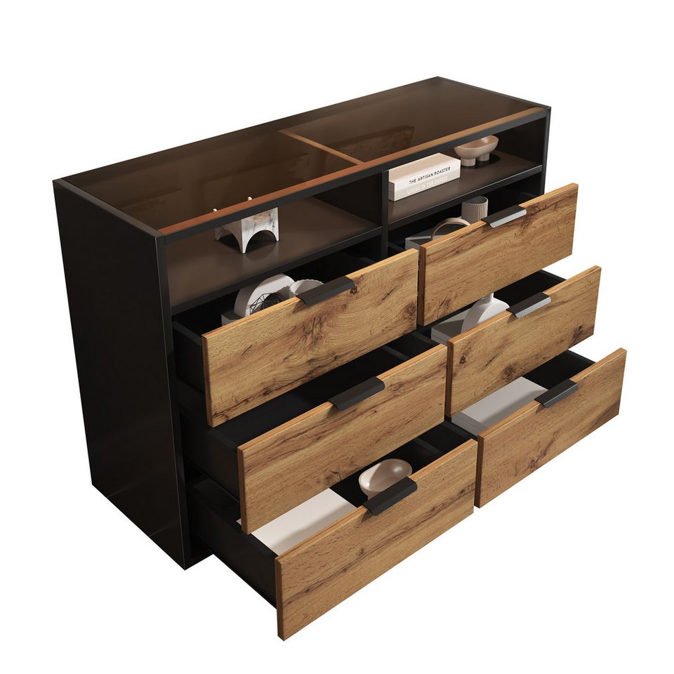 Okwish Sideboard Mit Metallgriffen Kommode Sideboard Aus Bernstein