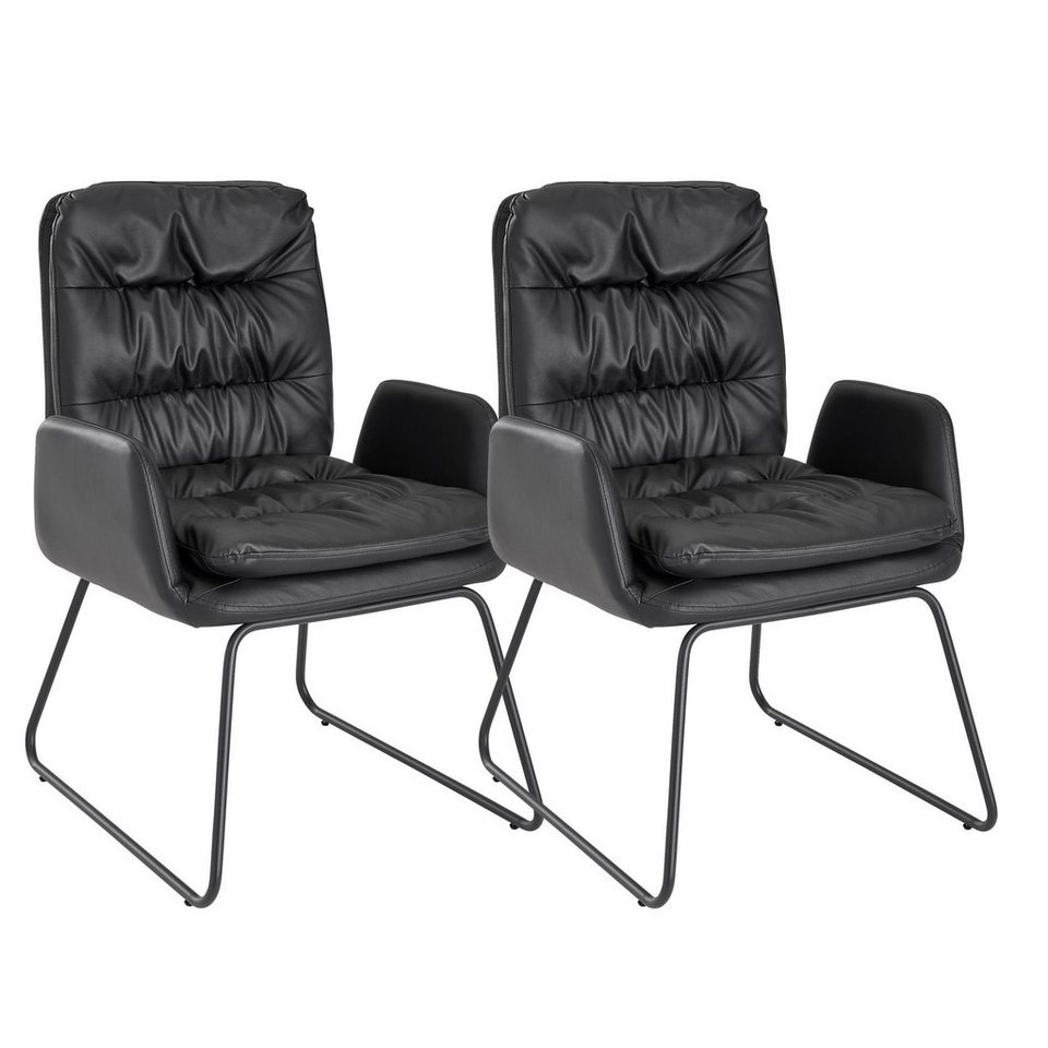 Wohnling Esszimmerstuhl Wl6409 2er Set Kunstleder Schwarz