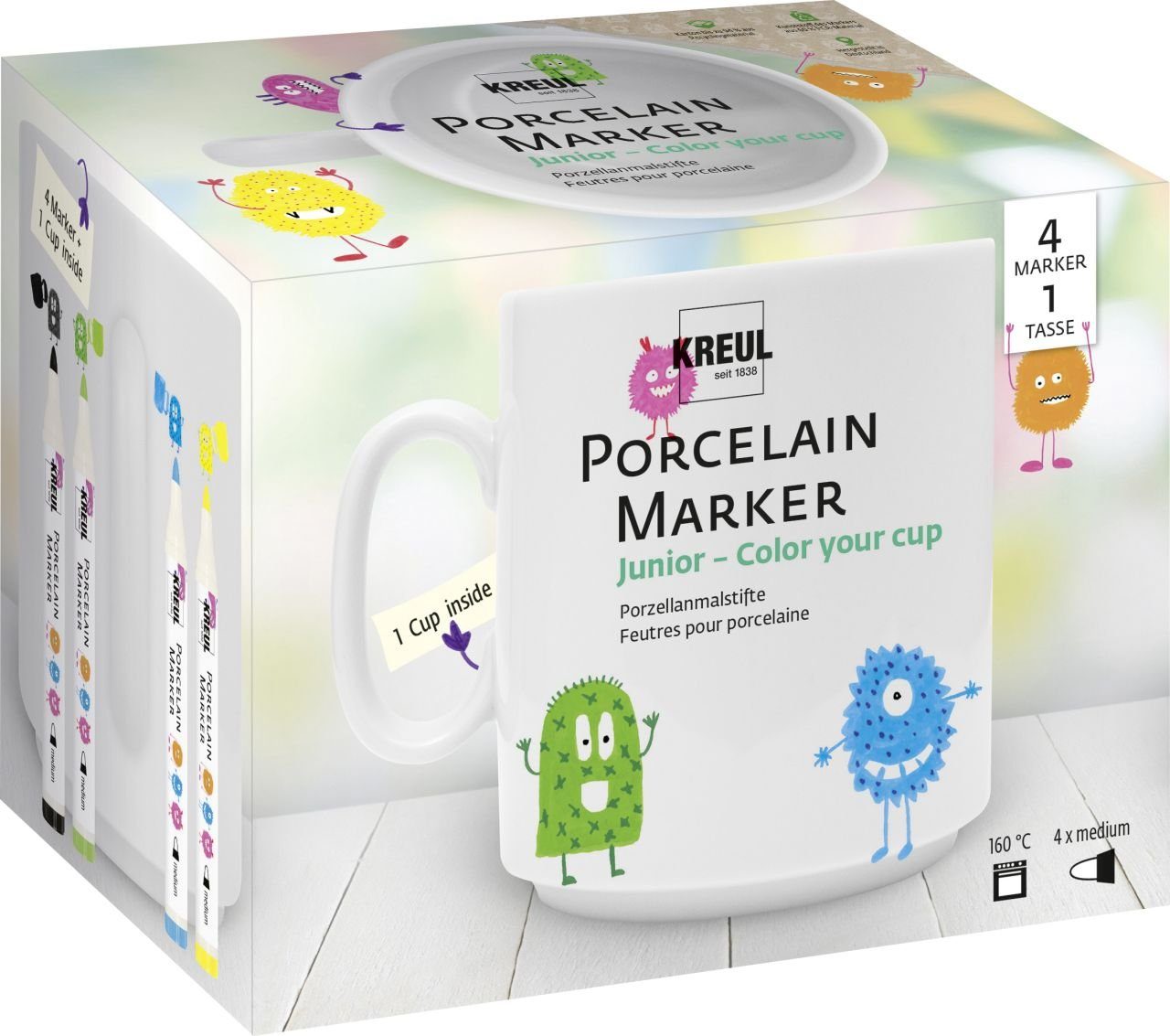 Kreul Bastelfarbe KREUL Porcelain Marker medium Junior Set Color