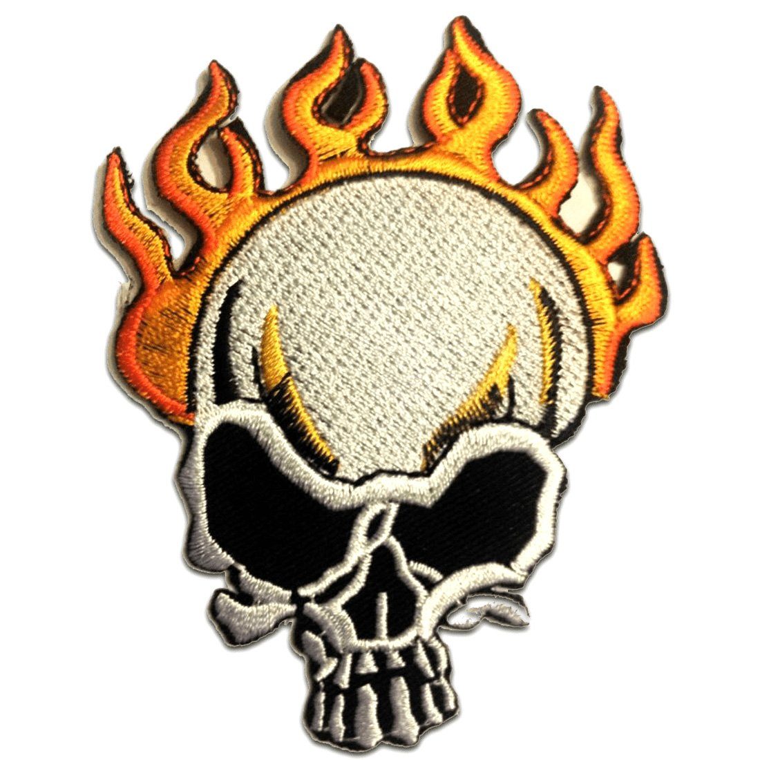 Catch The Patch Aufnäher Polyester Totenkopf Flammen Biker Aufnäher