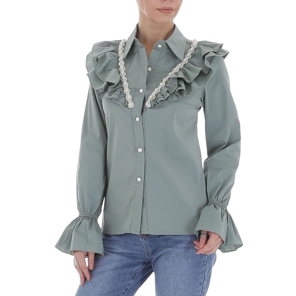 Ital-Design Rüschenbluse Damen Elegant Hemd Rüschen Bluse in Mint ...