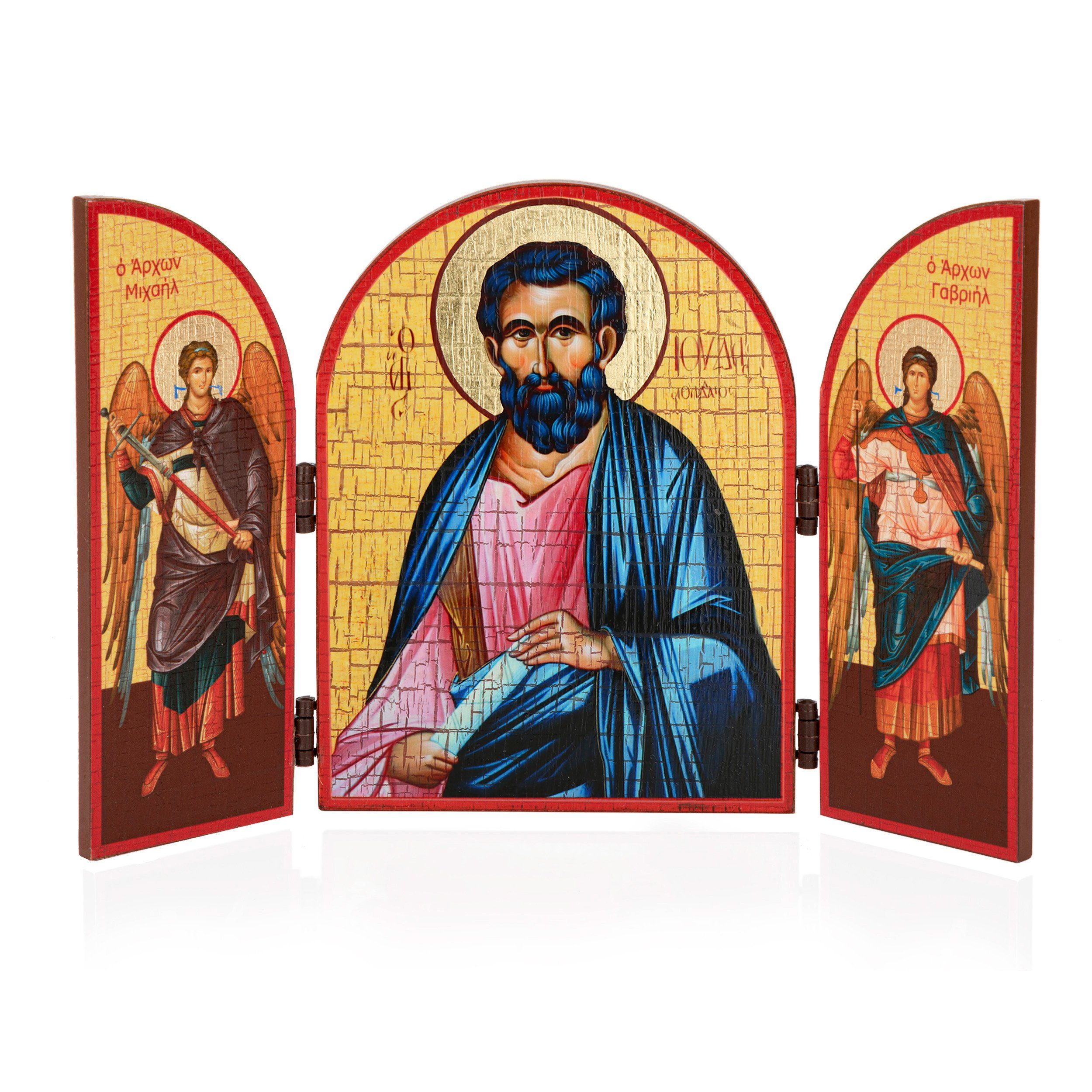 NKlaus Bild Judas Thaddäus Apostole Ikone Triptychon Holz 25x16cm Christlich 13825, Religion