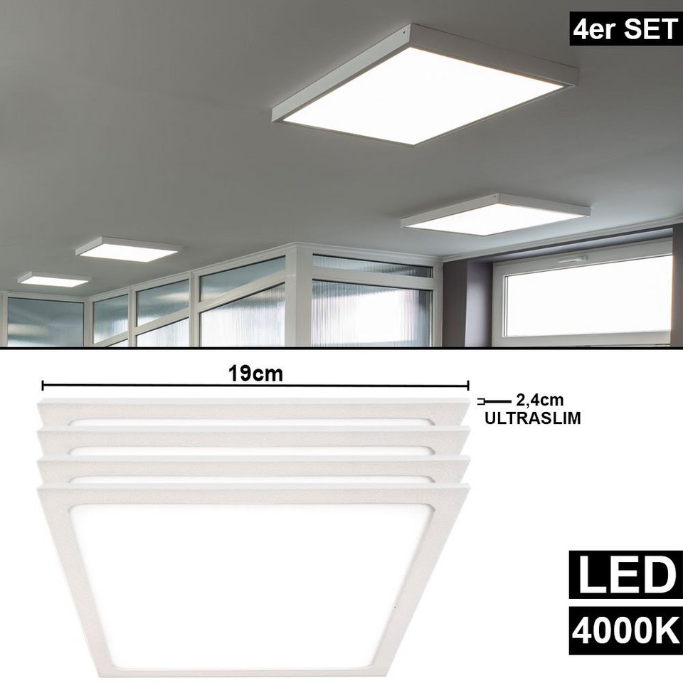 Etc Shop Led Panel 4er Set Led Decken Aufbau Panel Leuchten Wohn Ess