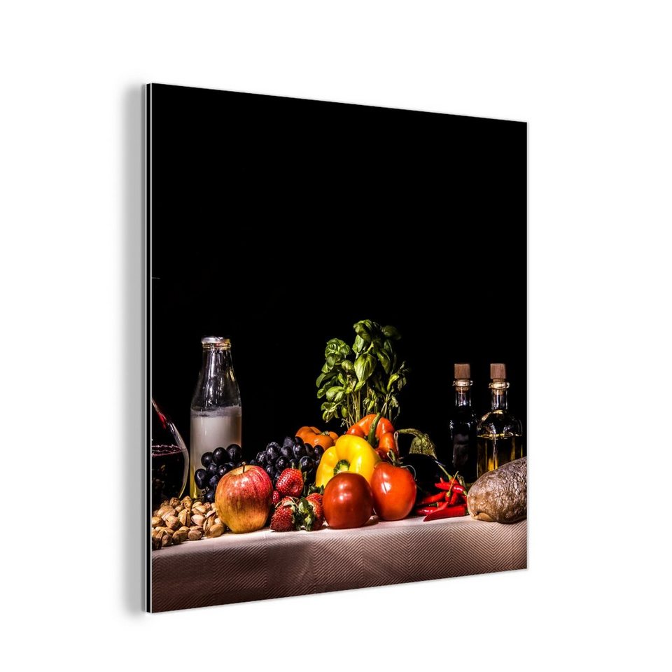 Muchowow Metallbild Stilleben Essen Trinken Obst Schwarz