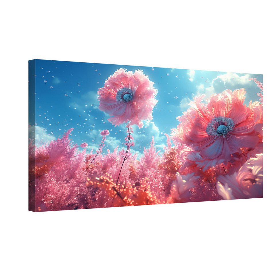 Altdecor Leinwandbild Wiese Mohn Blume Natur Rosa Blasen 30 X 20 Cm