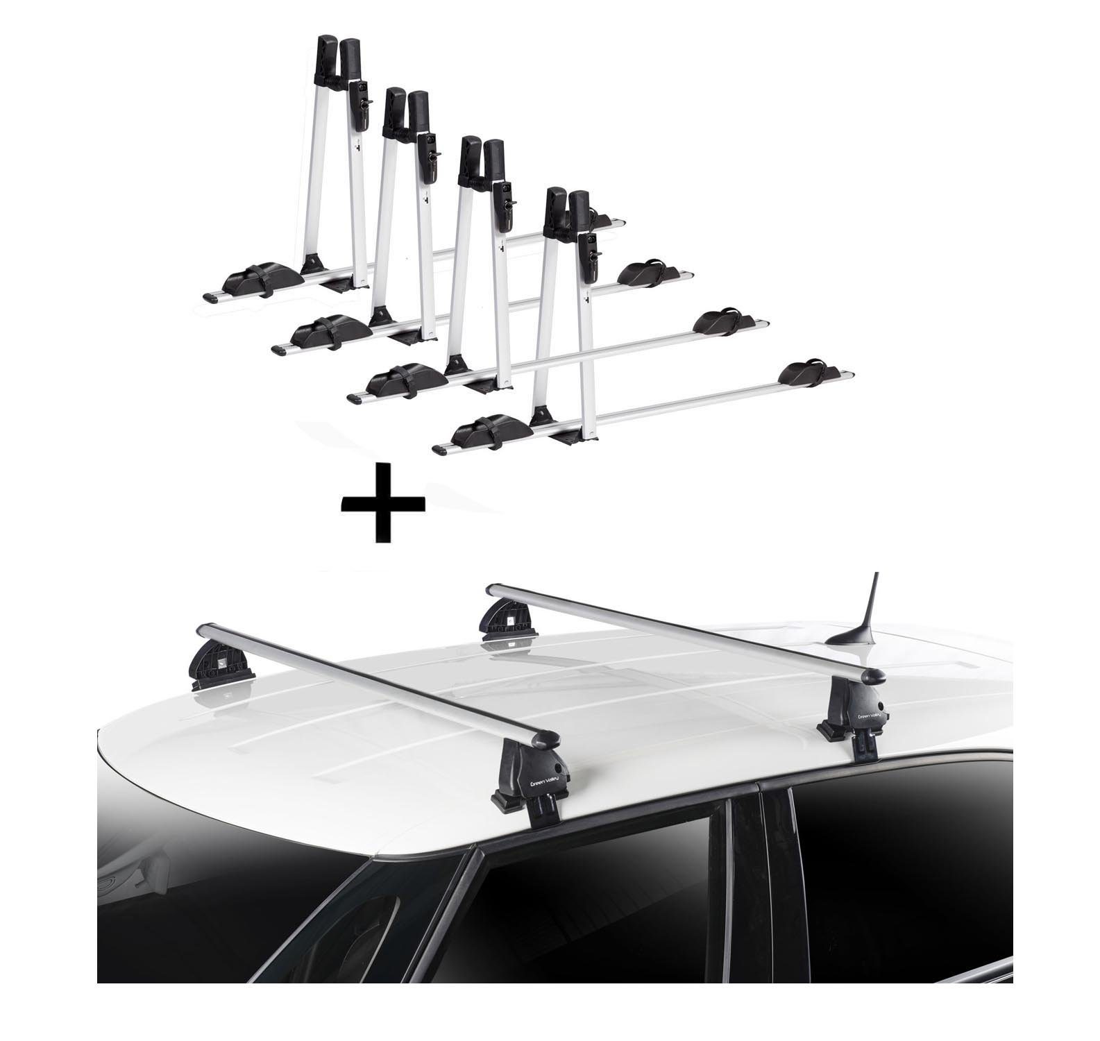 VDP Dachträger, 4x VDP Fahrradträger ALU Premium + Dachträger VDP EVO ALU kompatibel mit Fiat ...
