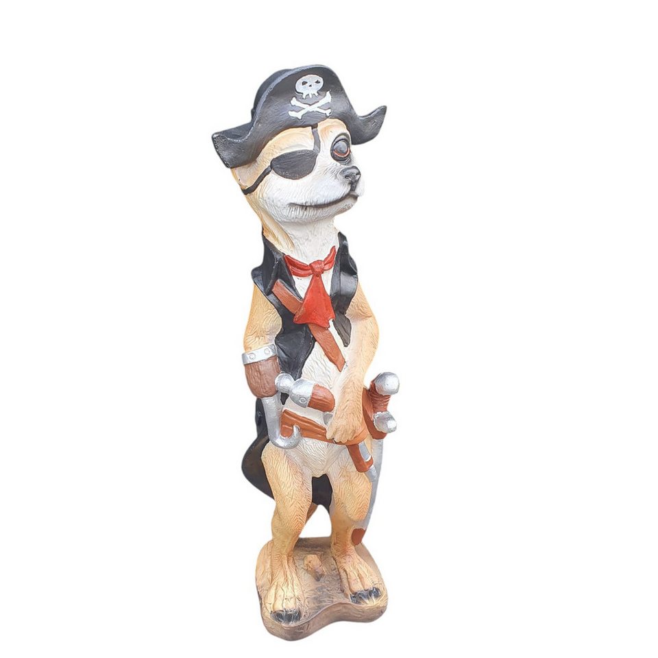 Aspinaworld Gartenfigur Erdmännchen Figur Als Pirat Mit Haken 65 Cm
