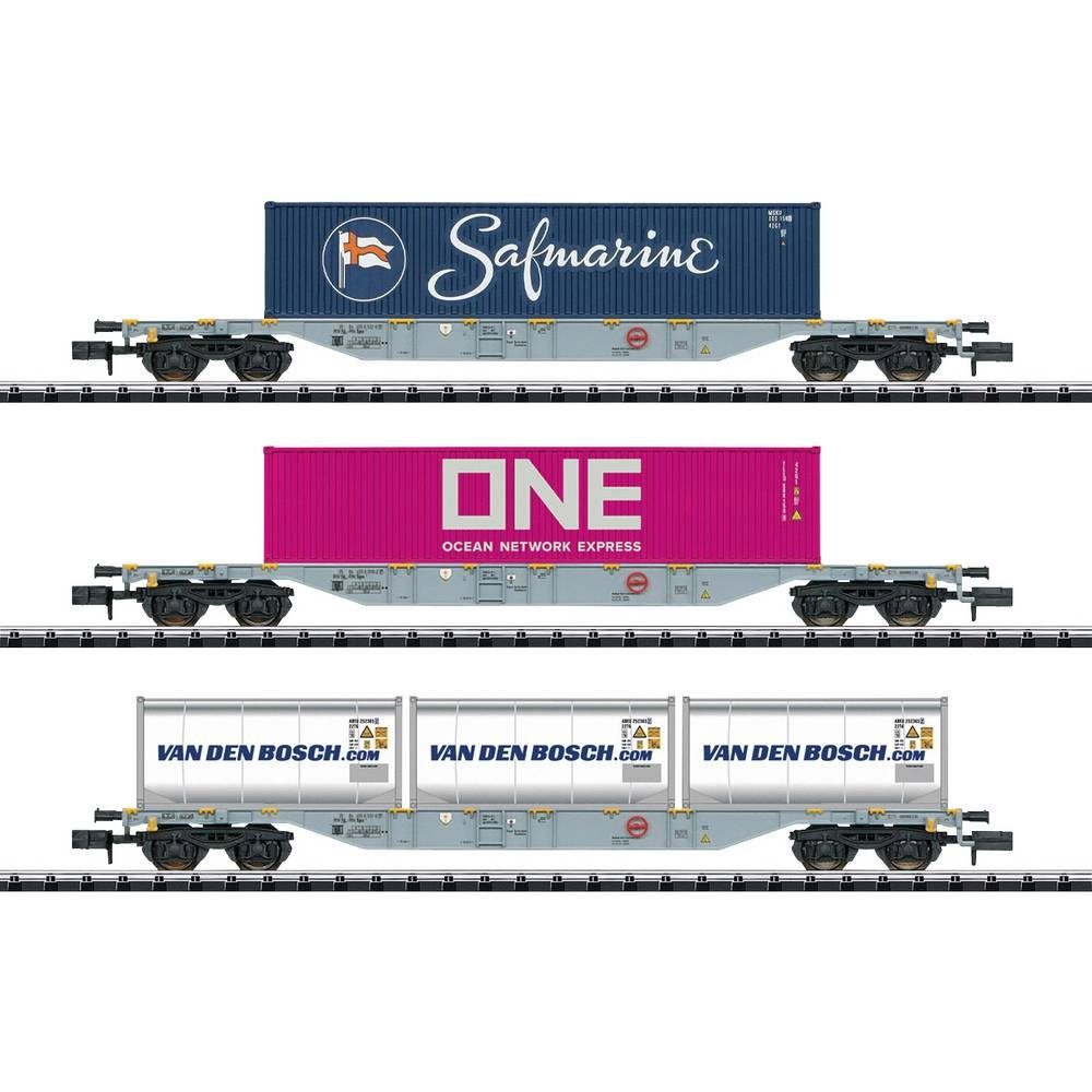 MiniTrix Güterwagen N Containertragwagen-Set der AAE