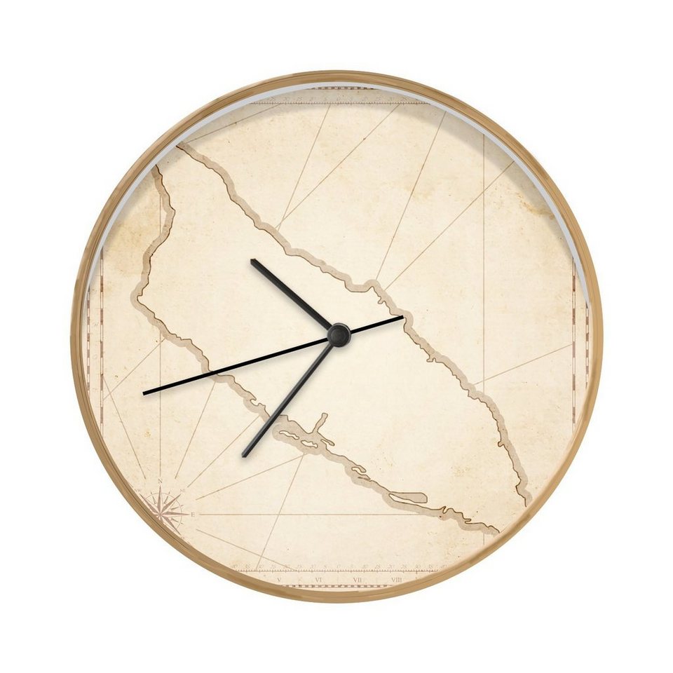 Muchowow Wanduhr Illustration Einer Antiken Karte Mit Aruba Darauf