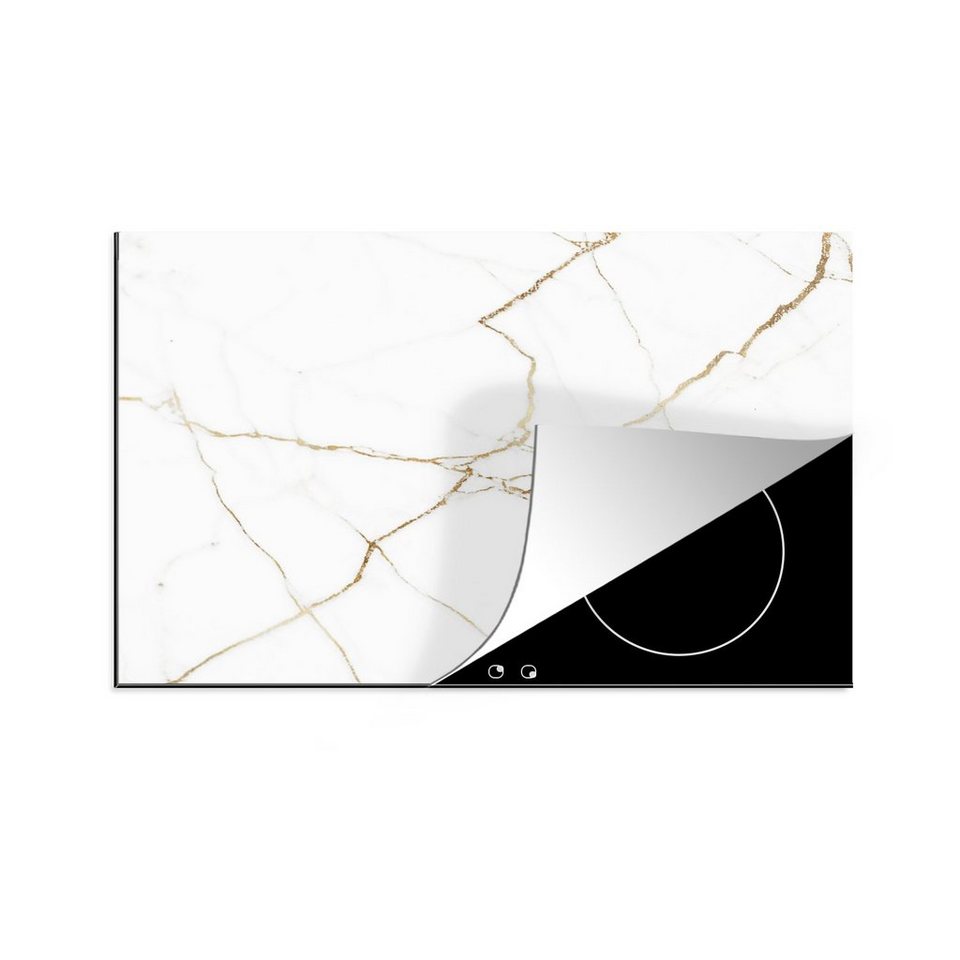 Muchowow Herdblende Abdeckplatte Marmor Weiß Gold Vinyl 1 Tlg