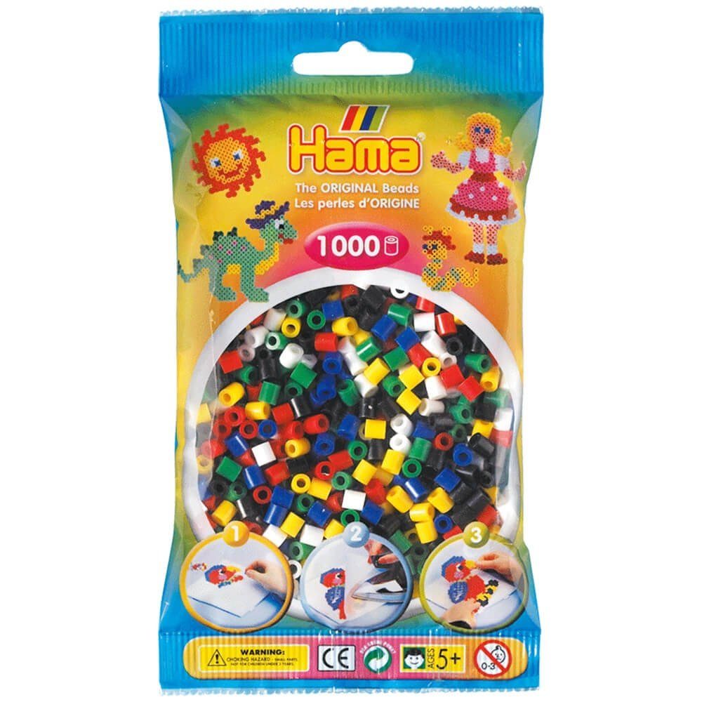 Hama Perlen Bügelperlen Hama Bügelperlen.1000 stk, Mix 6 Farben, Mit ...