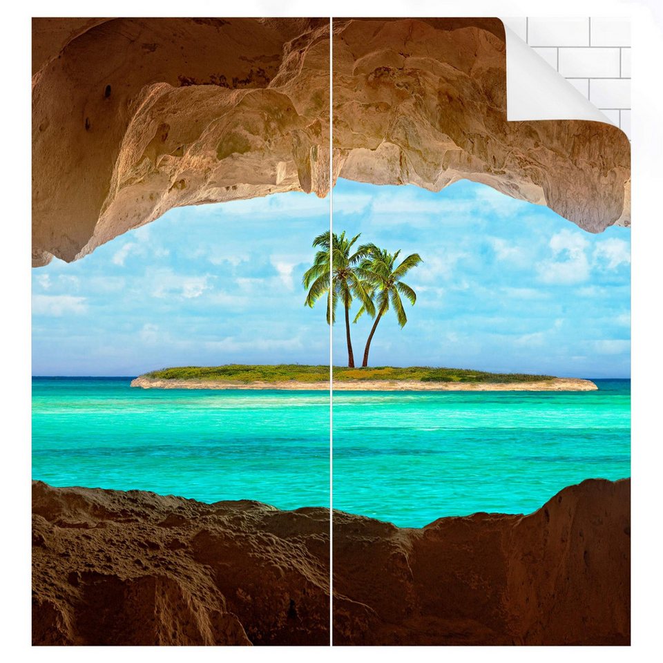 Bilderdepot24 Badrückwand Strand Beige Duschrückwand Ohne Bohren
