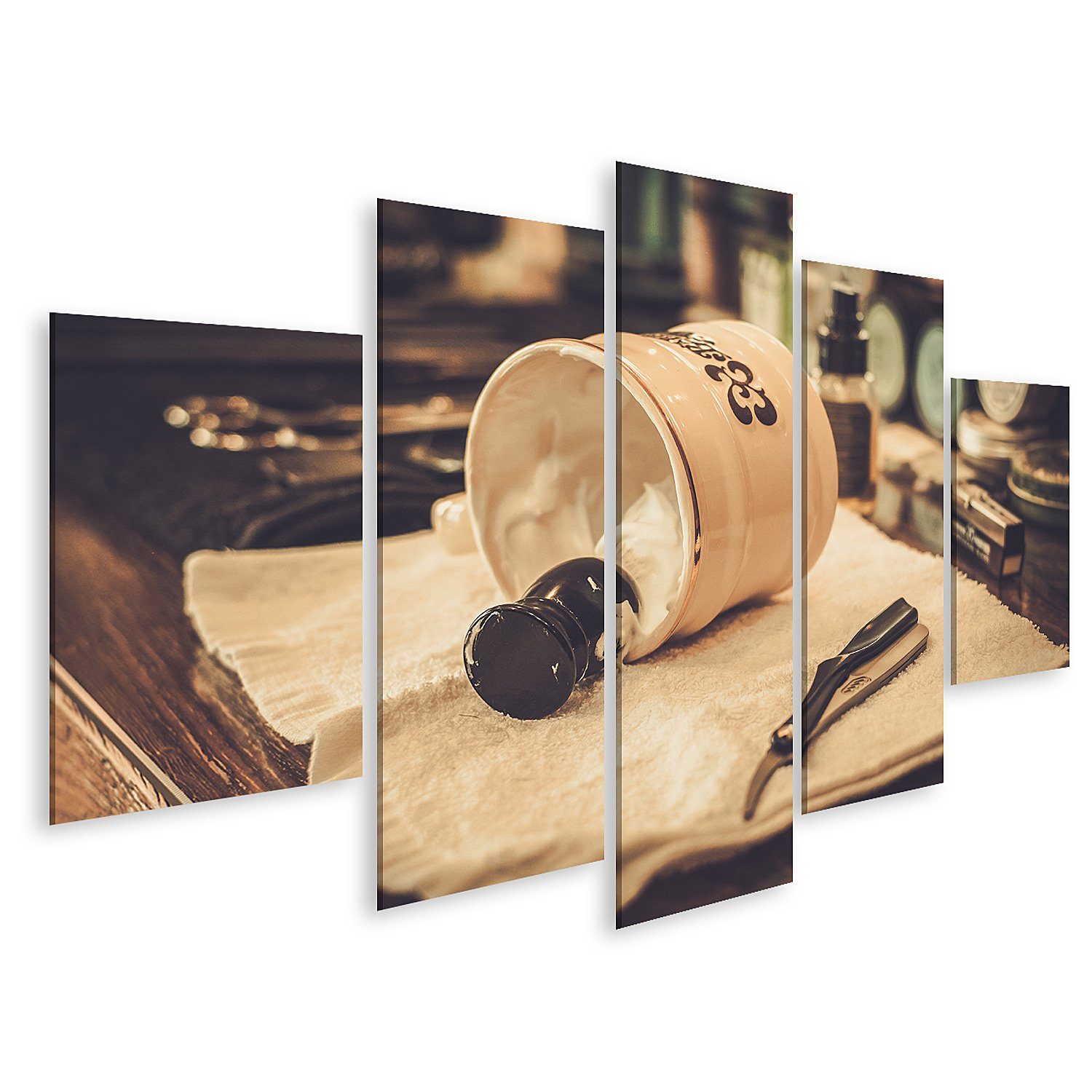 islandburner Leinwandbild Bild auf Leinwand Rasierzubehör Barber Shop Wandbild Leinwandbild Wand