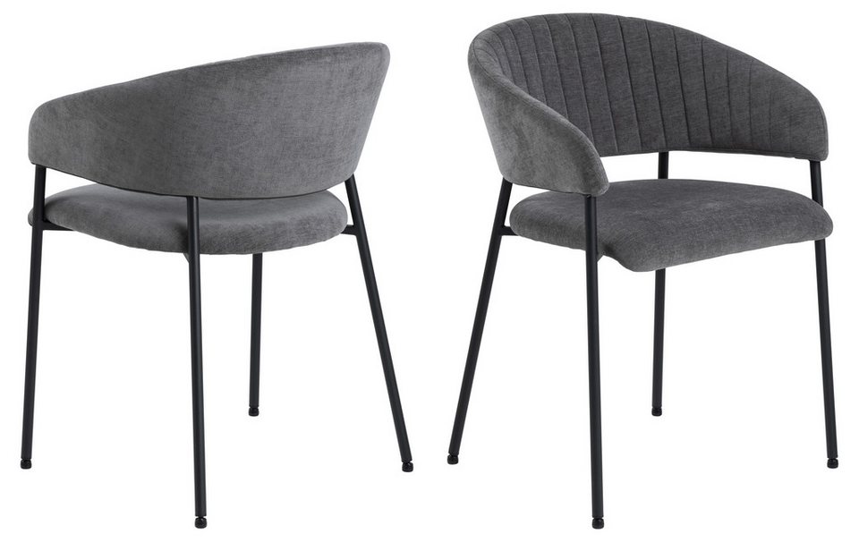 Actona Group Armlehnstuhl 2er Set In Grau Polyester Stahl 545x77
