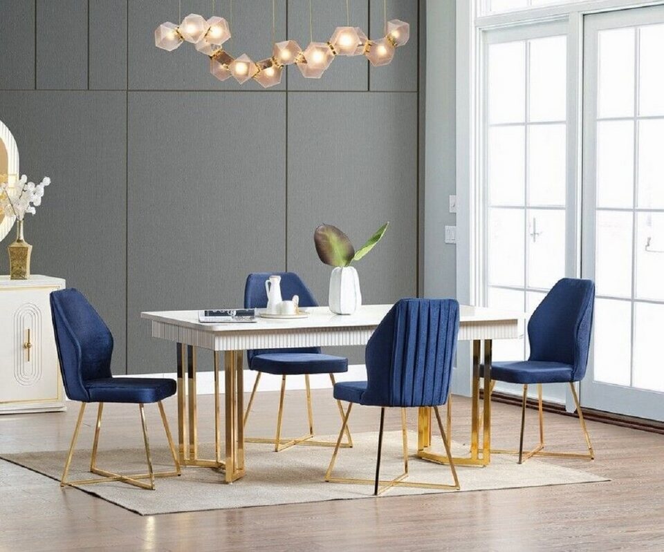 Jvmoebel Esszimmer Set Esszimmer Set Luxus 6x Stühleesstisch Essgruppe