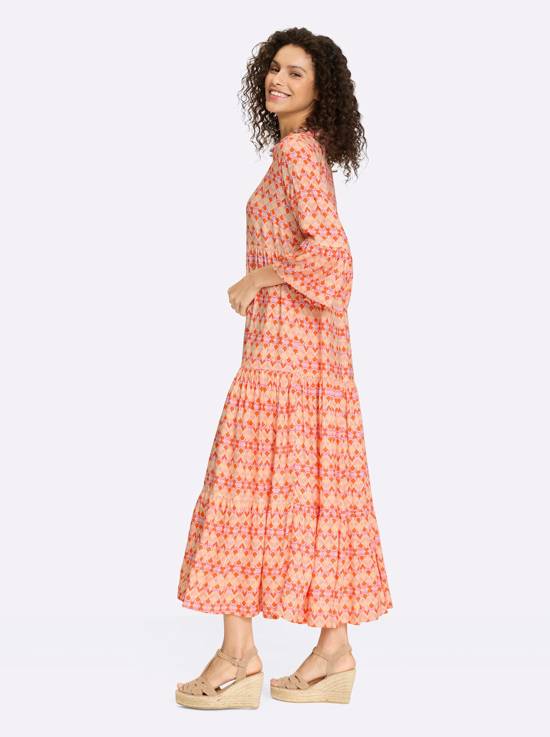 heine Etuikleid Druck-Kleid 3/4-Arm, Kleid Etuiform