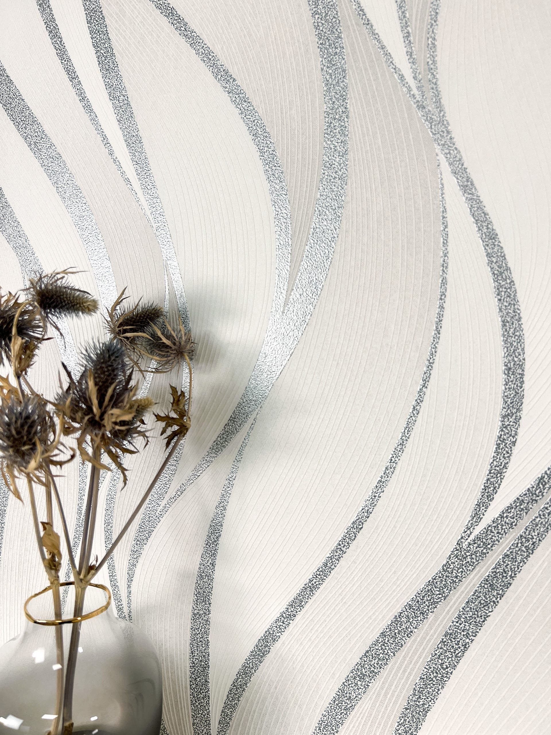 Newroom Vliestapete Ivon Silver Tapete Mustertapete Grafik,Muster ...