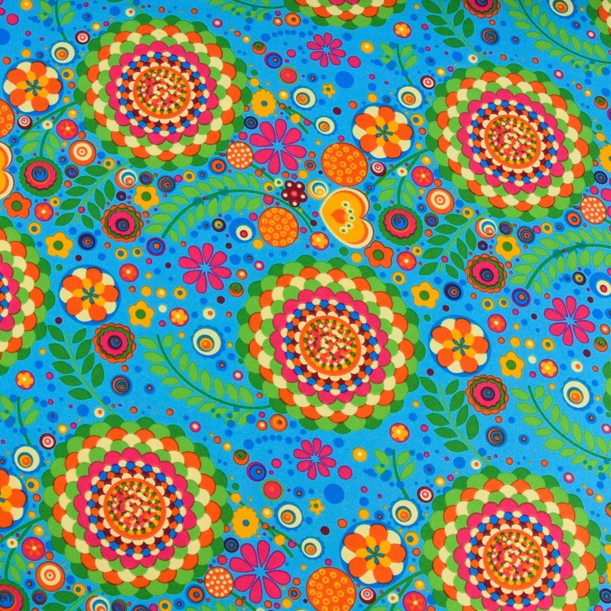 SchÖner Leben Stoff Faschingsstoff Polyester Blumen Herz Punkte