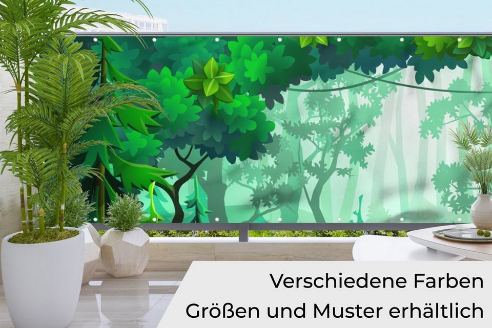 Muchowow Balkonsichtschutz Wald Blumen Illustration Mädchen