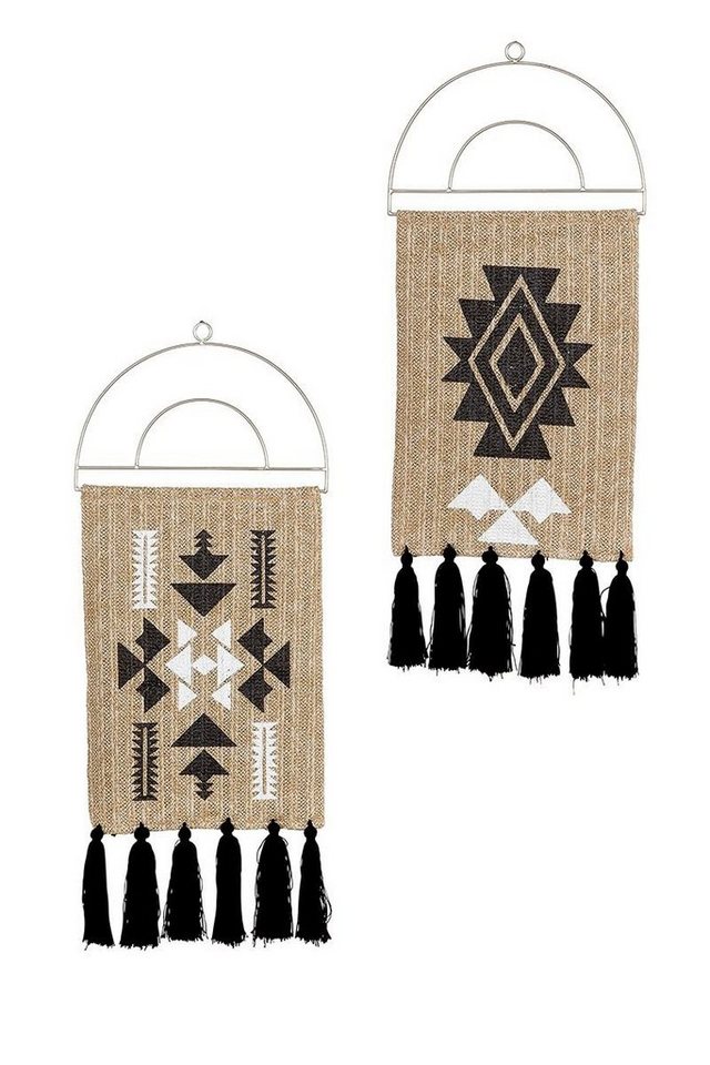 Gilde Dekoobjekt 2er Set Bast Hänger Ibiza Mit Quaste Höhe 68cm