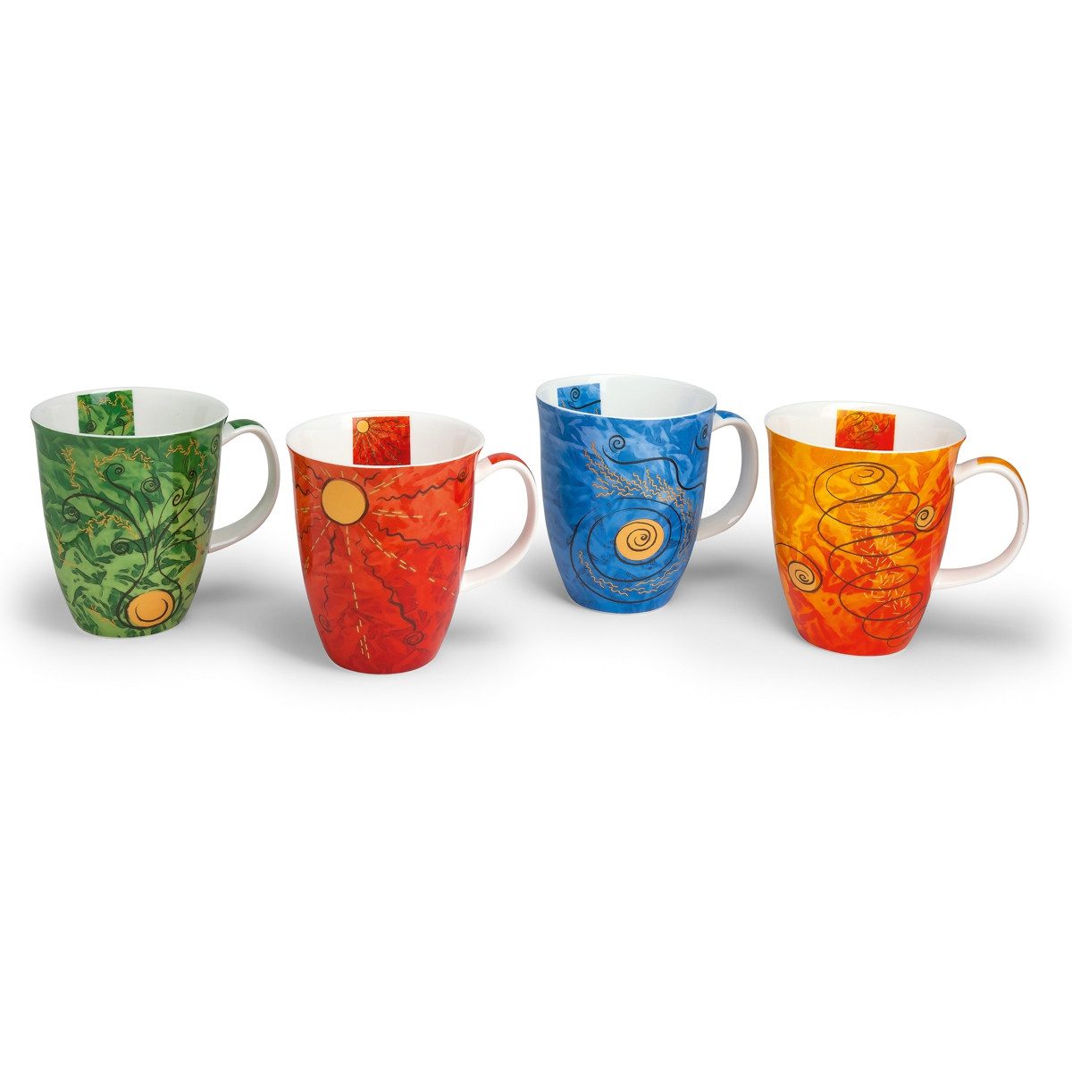 TeaLogic Tasse Vier Elemente 4er Set Tassen Fine Bone China 0,35L, 4er Set