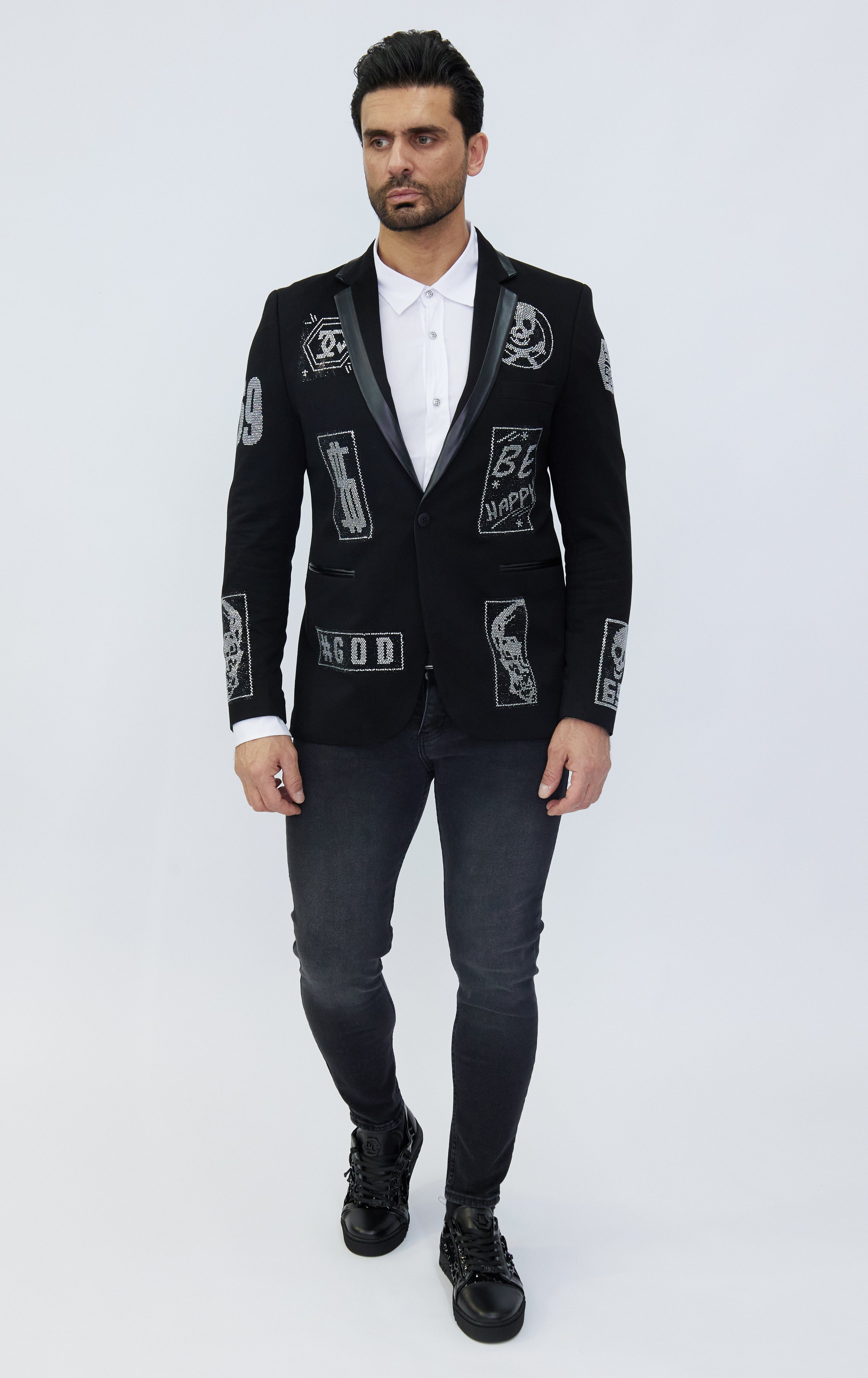 Denim Distriqt Sakko Rockiges Herren Sakkos mit extravagenten Strass ...