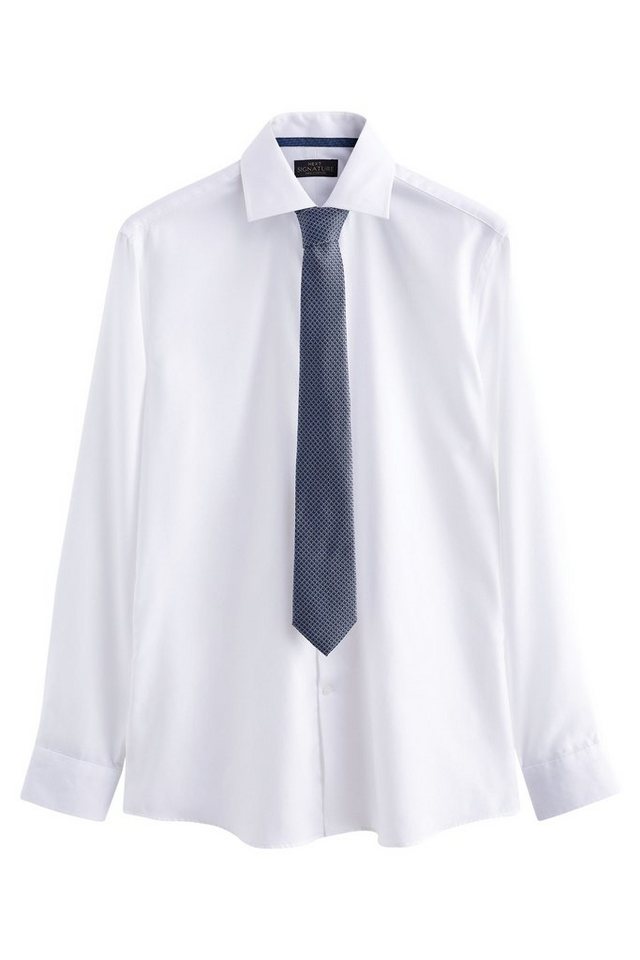 Next Langarmhemd Signature Slim Fit Hemd Mit Krawatte Im Set 2 Tlg