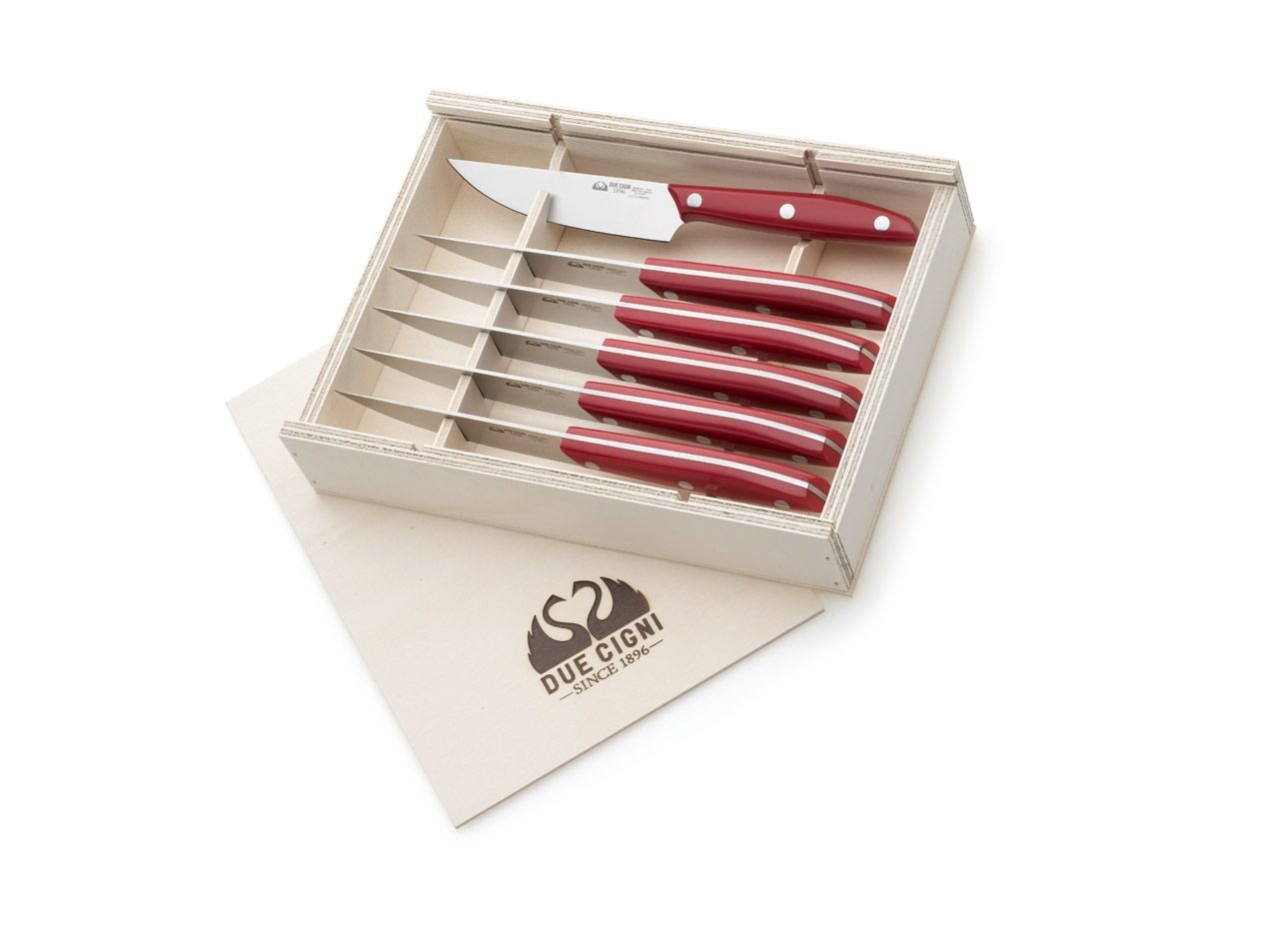 Due Cigni Steakmesser Steakmesser 1896 Steakmesser Set POM Rot