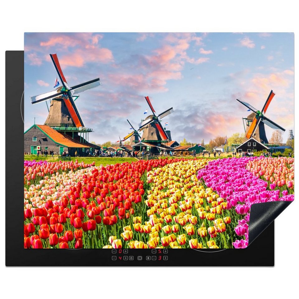Muchowow Herdblende Abdeckplatte Mühle Tulpen Blumen Regenbogen
