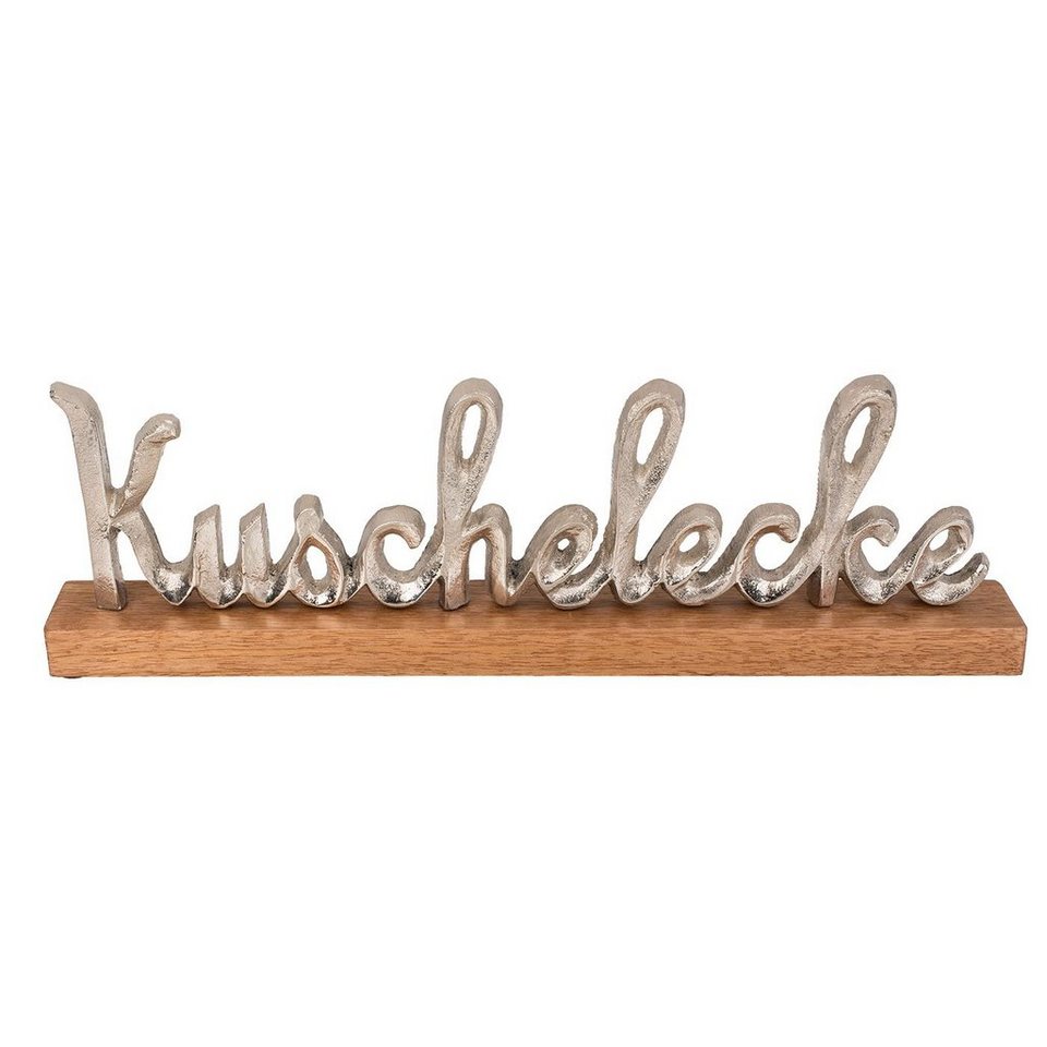 Rewu Dekoobjekt Silberfarbener Metall Schriftzug Kuschelecke Auf