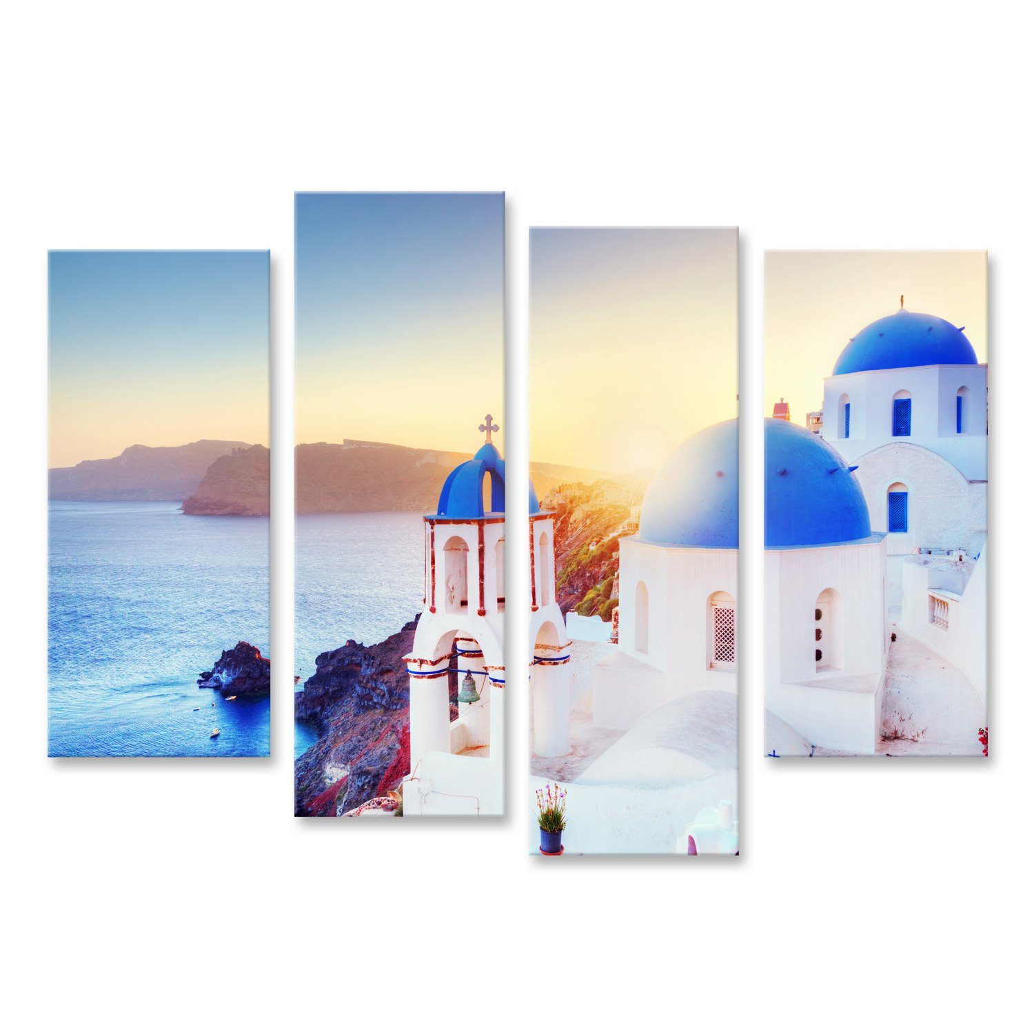 islandburner Leinwandbild Bild auf Leinwand Oia Stadt Santorini Griechenland Sonnenuntergang Ägä