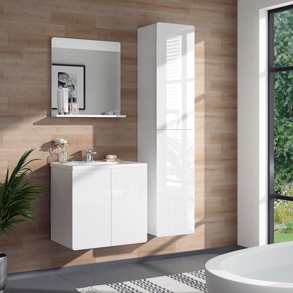 Badezimmerschrank Weiss Hochglanz