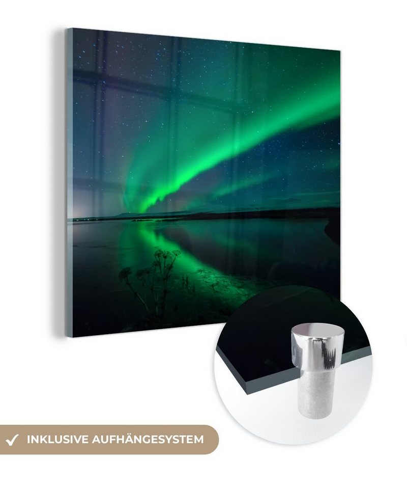 Muchowow Acrylglasbild Nordlicht Island Sternenhimmel Grün