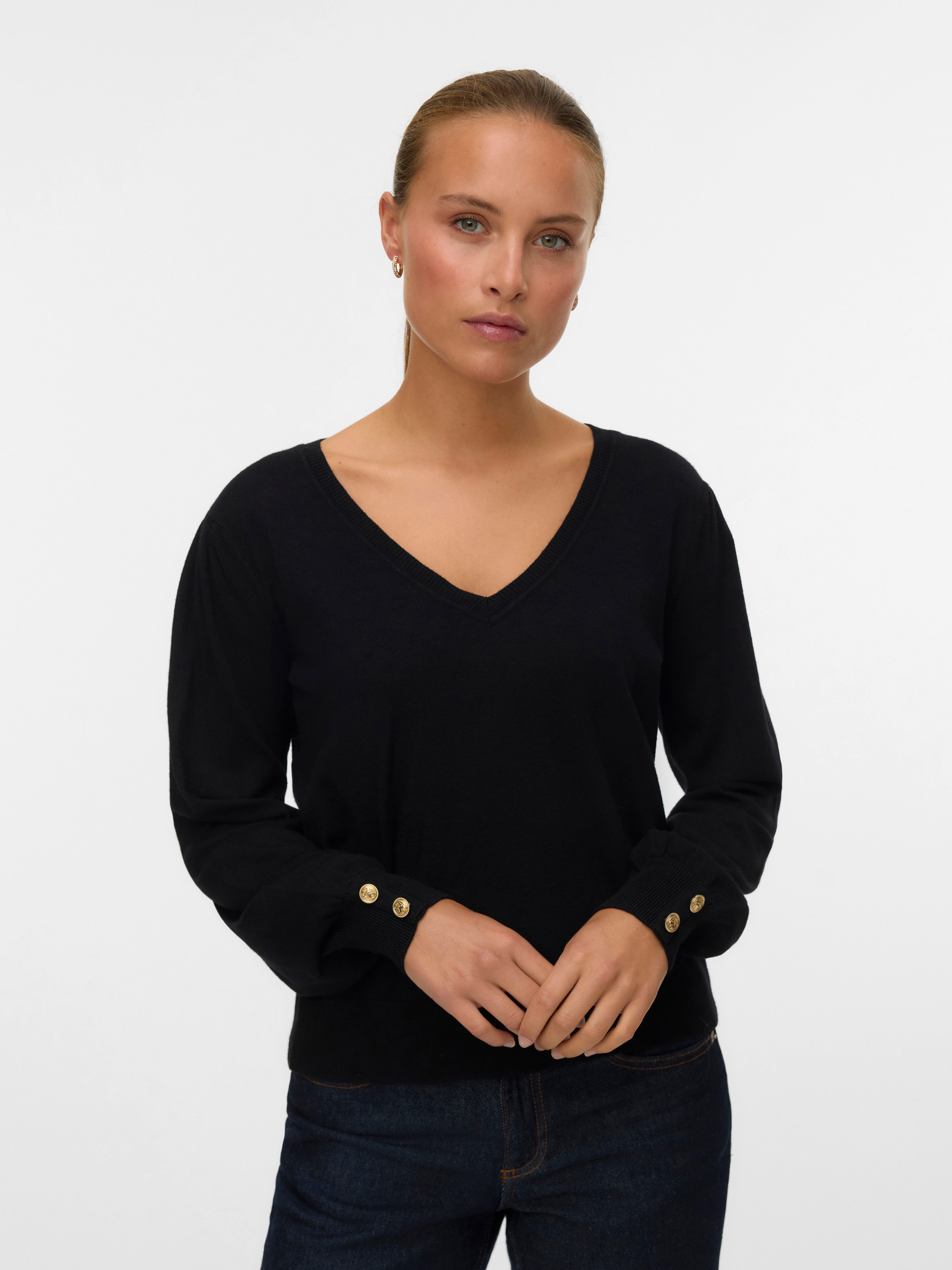 Vero Moda V-Ausschnitt-Pullover VMHOLLYKARIS LS V-NECK PULLOVER GA BOO ...