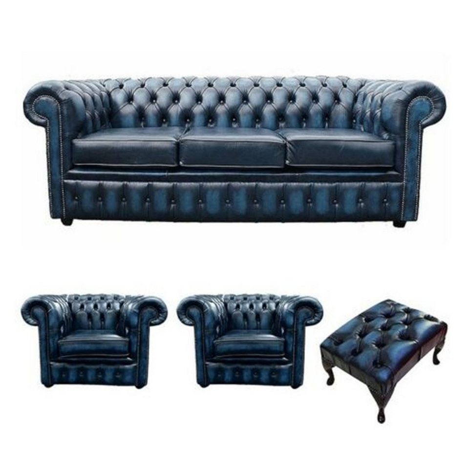 Jvmoebel Sofa Luxus Dunkelblaue Sofagarnitur 31hocker Modernes Design